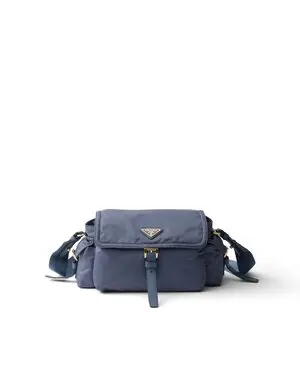 Prada Explore Medium Re-nylon Shoulder Bag With Flap - Blue