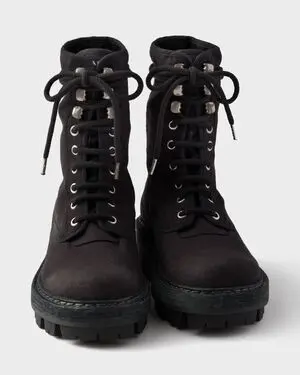 Prada Canvas Lace-up Ankle Boots