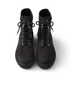 Prada Canvas Lace-up Ankle Boots