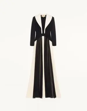 Valentino Garavani Cady Couture Gown With Draped Basque And Faille Collar - Black/vanilla