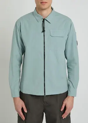 C.P. COMPANY Logo Cotton Overshirt - Silver