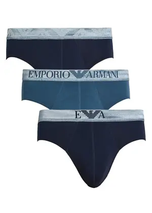 Emporio Armani Logo Stretch-cotton Briefs - Blue