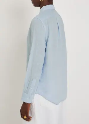 Polo Ralph Lauren Logo-embroidered Linen Shirt - Light Blue