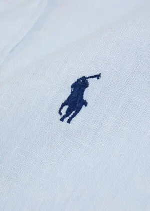 Polo Ralph Lauren Logo-embroidered Linen Shirt - Light Blue