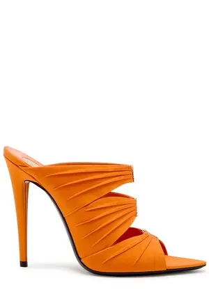 Saint Laurent Emilie 110 Ruched Satin Sandals - Orange