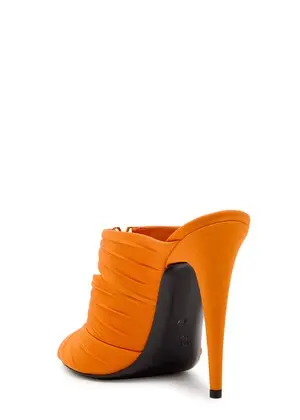 Saint Laurent Emilie 110 Ruched Satin Sandals - Orange