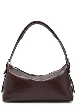LEMAIRE Belted Baguette Leather Shoulder Bag - Dark Brown