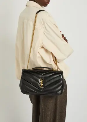 Saint Laurent Loulou Medium Quilted Leather Shoulder Bag - Black