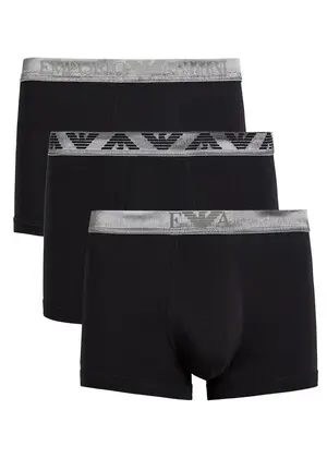 Emporio Armani Logo Stretch-cotton Trunks - Black