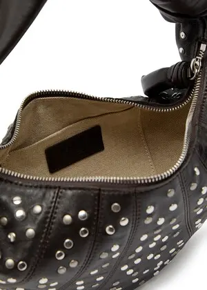 LEMAIRE Fortune Croissant Mini Studded Leather Shoulder Bag - Chocolate