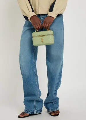 Saint Laurent Gaby Mini Quilted Leather Top Handle Bag - Green