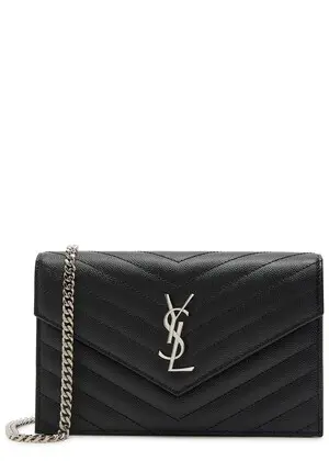 Saint Laurent Quilted Pebbled Leather Wallet-on-chain - Black