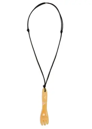 LEMAIRE Aragonite And Leather Necklace - Yellow