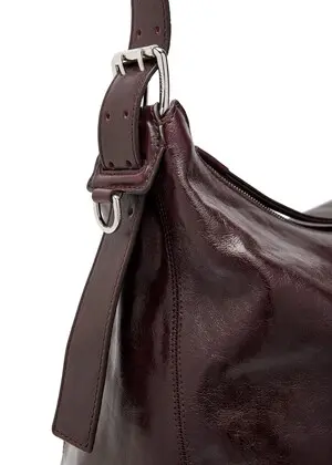 LEMAIRE Belted Leather Hobo Bag - Dark Brown