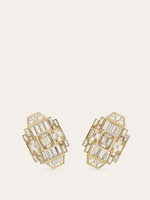 FERRAGAMO Déco Earrings With Crystals - Gold