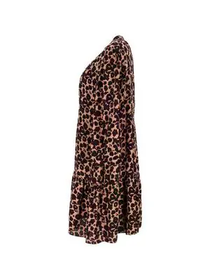 Ba&sh Animal-print Button-fastening Mini Dress - Neutrals