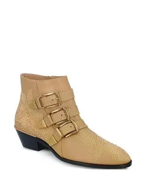 Chloé Susanna Buckle Studded Boots - Neutrals