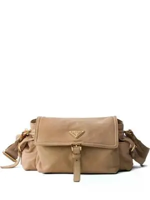 Prada Explore Medium Nappa Leather Shoulder Bag With Flap - Neutrals