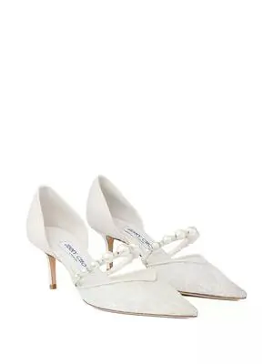 JIMMY CHOO Aurelie Pearl-embellished Mules - White