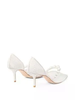 JIMMY CHOO Aurelie Pearl-embellished Mules - White