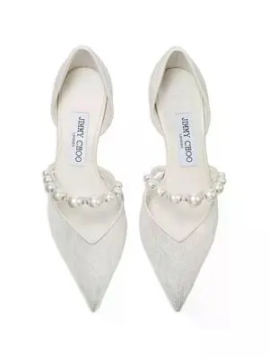 JIMMY CHOO Aurelie Pearl-embellished Mules - White
