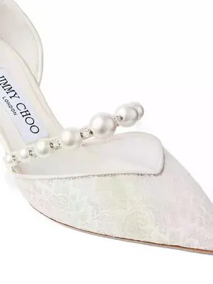 JIMMY CHOO Aurelie Pearl-embellished Mules - White