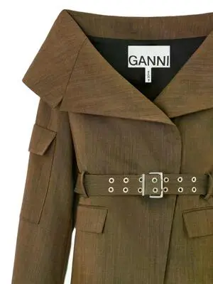 GANNI Belted Wide-collar Jacket