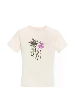 BARRIE Cashmere Top With Floral Motif - Pink