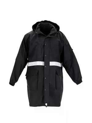 Balenciaga Zip Front Stripe Parka - Black