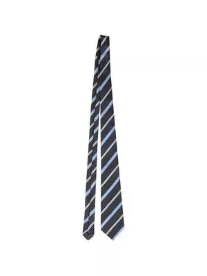 Zegna Striped Silk Necktie - Blue