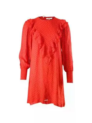 GANNI Polka Dot Ruffled Dress - Red