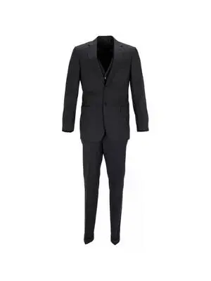 Zegna Three Piece Wool Suit - Black