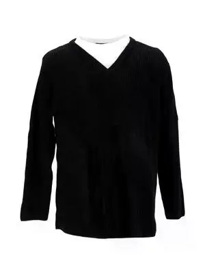 Balenciaga Layered V-neck Jumper - Black