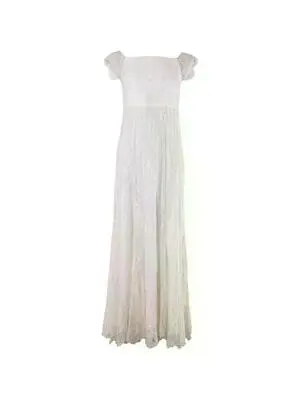 Alice + Olivia Embellished Scalloped Gown - White