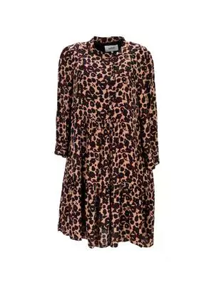 Ba&sh Animal-print Button-fastening Mini Dress - Neutrals