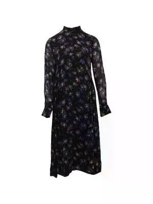 GANNI Georgette Floral-print Midi Dress - Black