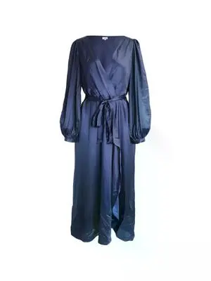 TEMPERLEY LONDON Belted Wrap Maxi Dress - Blue