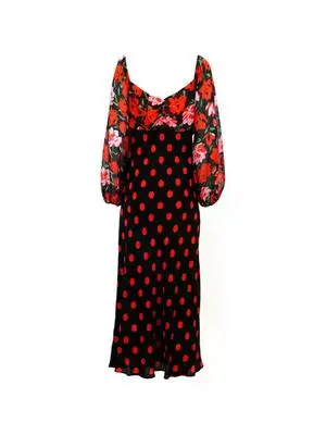 Rixo Polka-dot Midi Dress