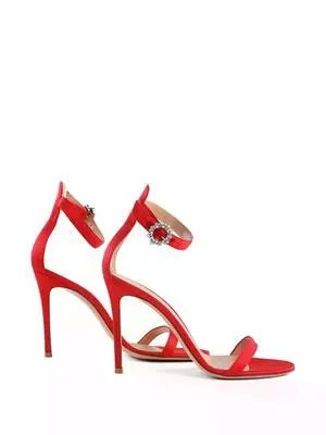 GIANVITO ROSSI Satin Heeled Sandals With Crystal Embellishments