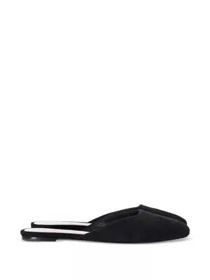 PORTE & PAIRE Square-toe Suede Mules - Black