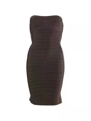 Herve Leger Strapless Midi Dress - Brown