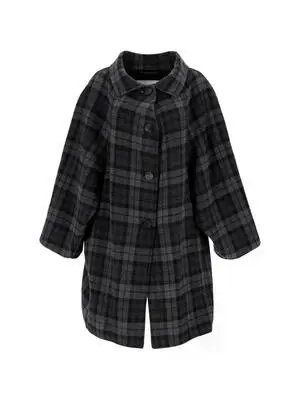 Balenciaga Flannel Checked Coat - Black