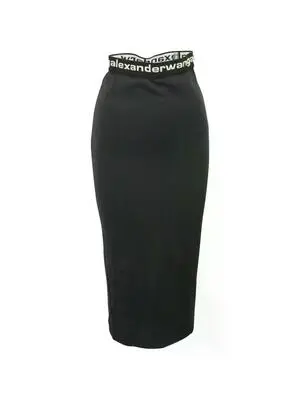ALEXANDER WANG Logo-waistband Pencil Skirt - Black