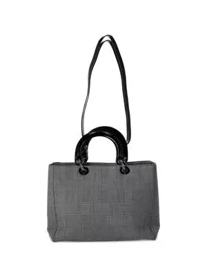 Dior Large Lady Houndstooth Tote Bag - Black