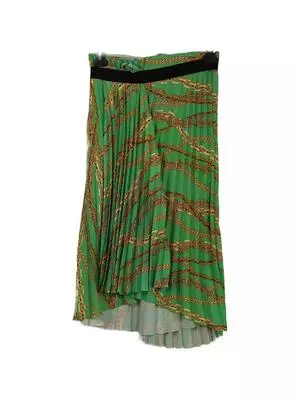 Balenciaga Pleated Chains-print Midi Skirt - Green