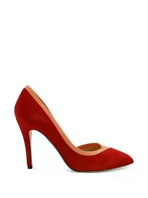CHARLOTTE OLYMPIA Pointed Trim Suede Pumps - Red