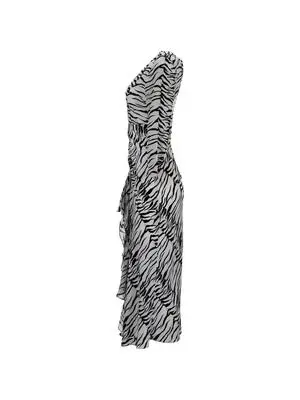 Rixo Zebra-print Ruffled Maxi Dress
