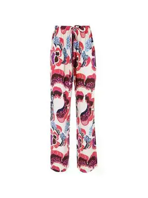 Diane Von Furstenberg Floral-print Drawstring Trousers - Neutrals