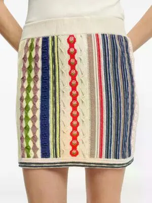 BARRIE Textured Stripe Motif Skirt