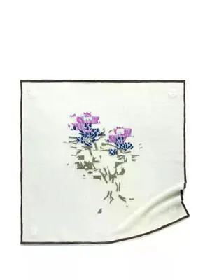 BARRIE Cashmere Scarf With Thistle Motif Neutrals